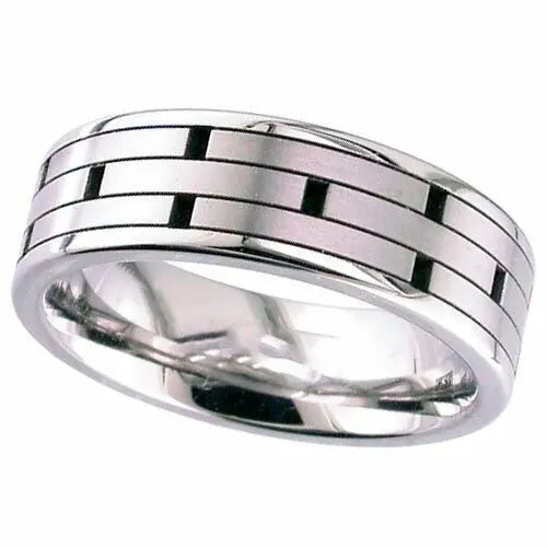 Brick Design Men's Titanium Ring - Bejouled Ltd